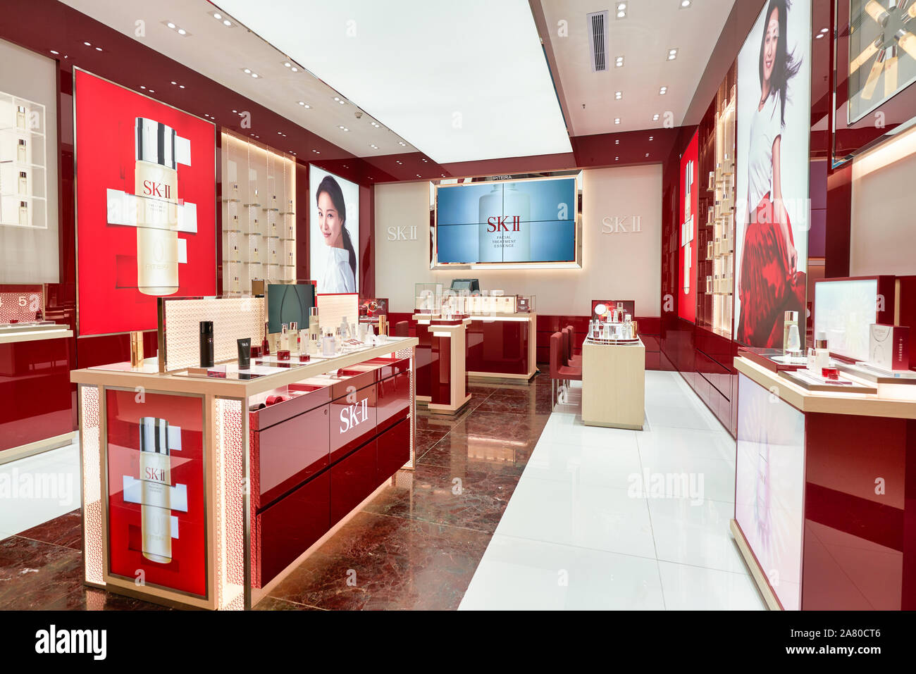 SHENZHEN, CHINA - CIRCA APRIL, 2019: cosmetics products on display at ...