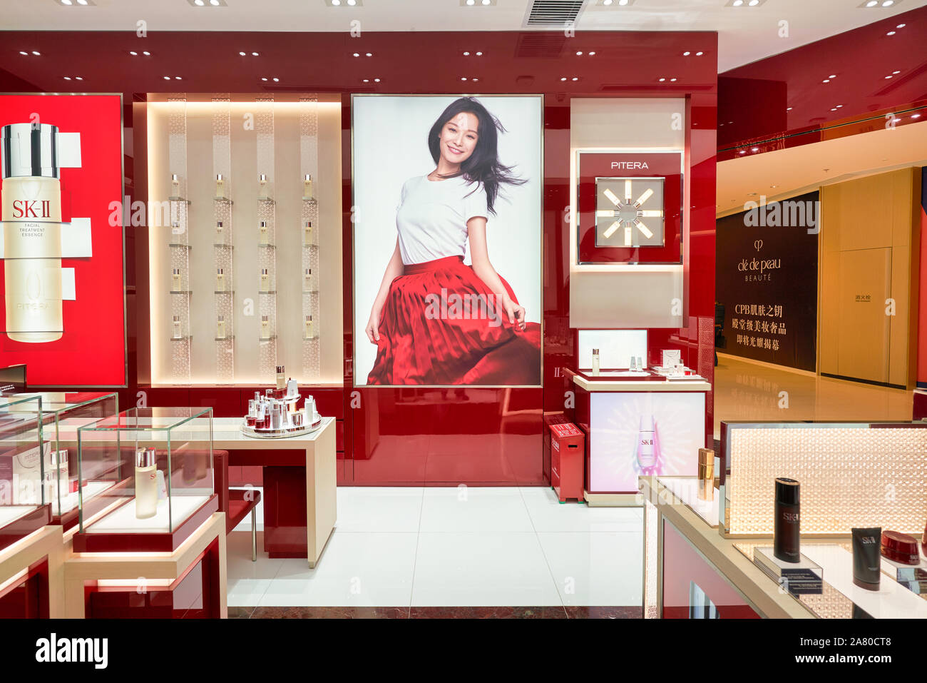 SHENZHEN, CHINA - CIRCA APRIL, 2019: cosmetics products on display at ...