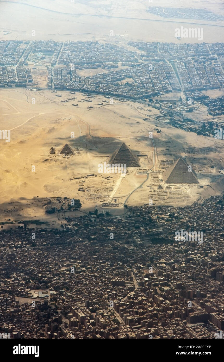 The Giza pyramid complex, also called the Giza Necropolis viewed from ...