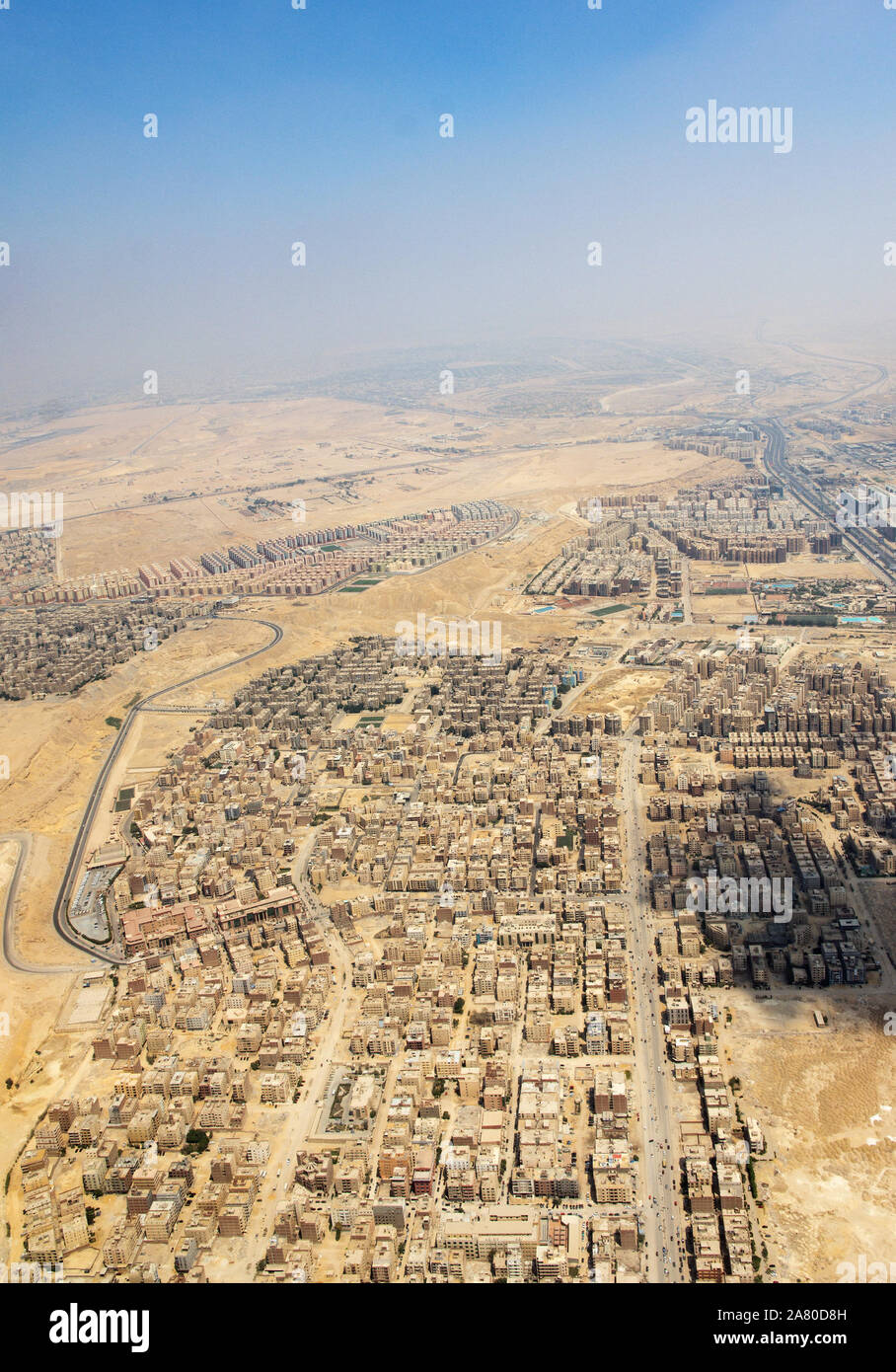Aerial view of Cairo city. Streets, buildings, living blocks are viewed ...