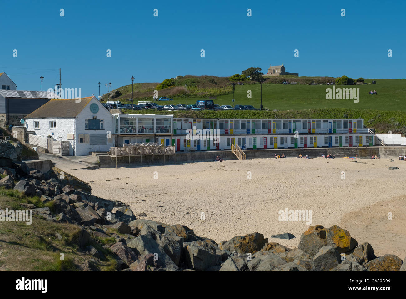 Beach huts on Porthgwidden Beach, St Ives, Cornwall Stock Photo - Alamy