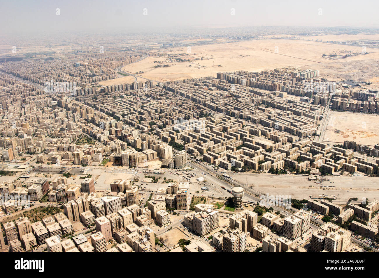 Aerial view of Cairo city. Streets, buildings, living blocks are viewed ...