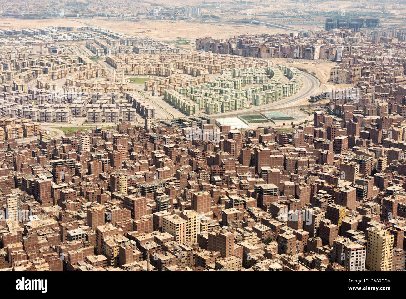 Aerial view of Cairo city. Streets, buildings, living blocks are viewed ...