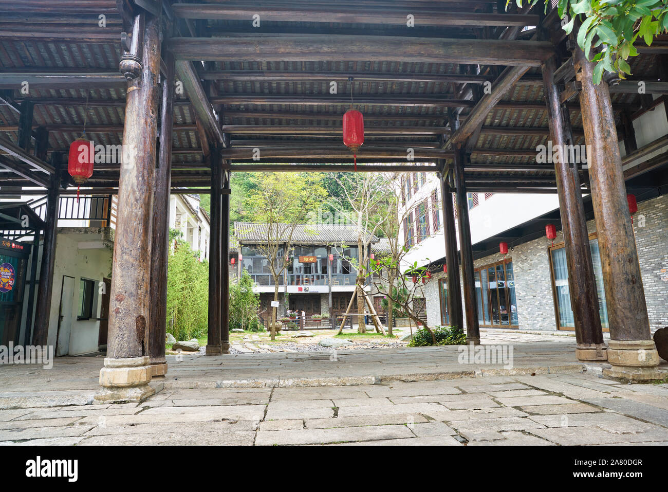 SHENZHEN, CHINA - CIRCA APRIL, 2019: Gankeng Hakka Town urban landscape ...
