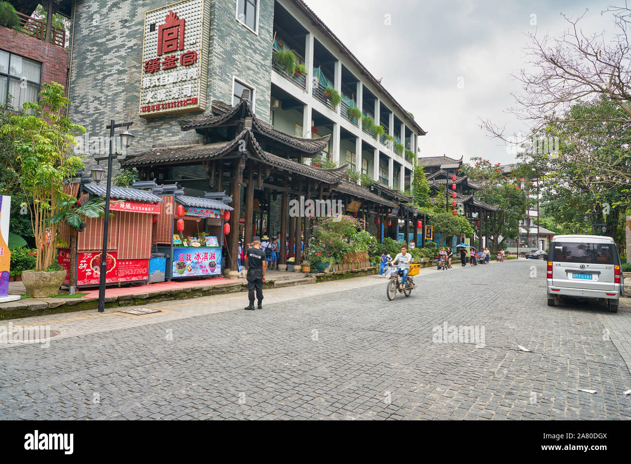 SHENZHEN, CHINA - CIRCA APRIL, 2019: Gankeng Hakka Town urban landscape ...