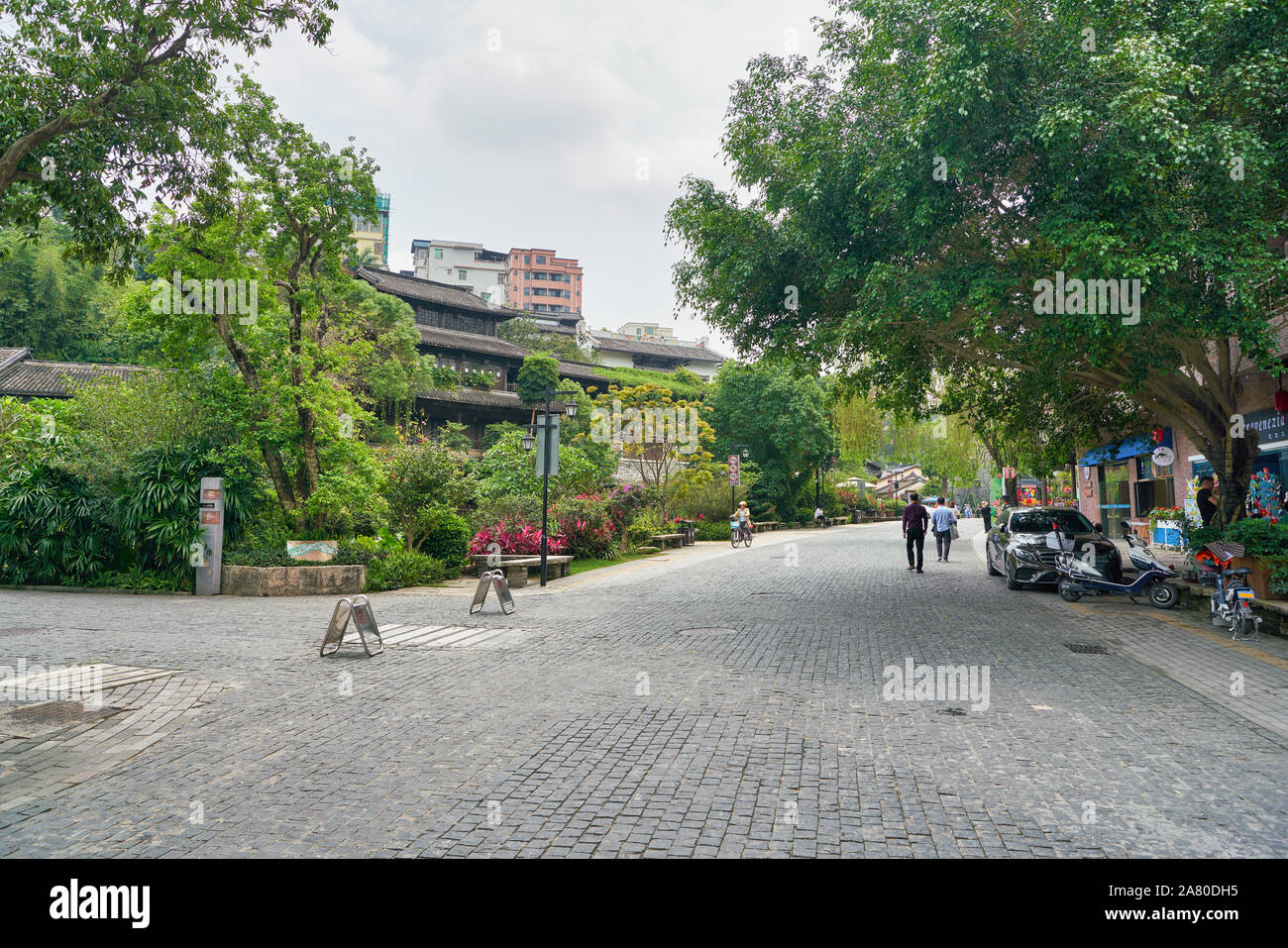 SHENZHEN, CHINA - CIRCA APRIL, 2019: Gankeng Hakka Town urban landscape ...