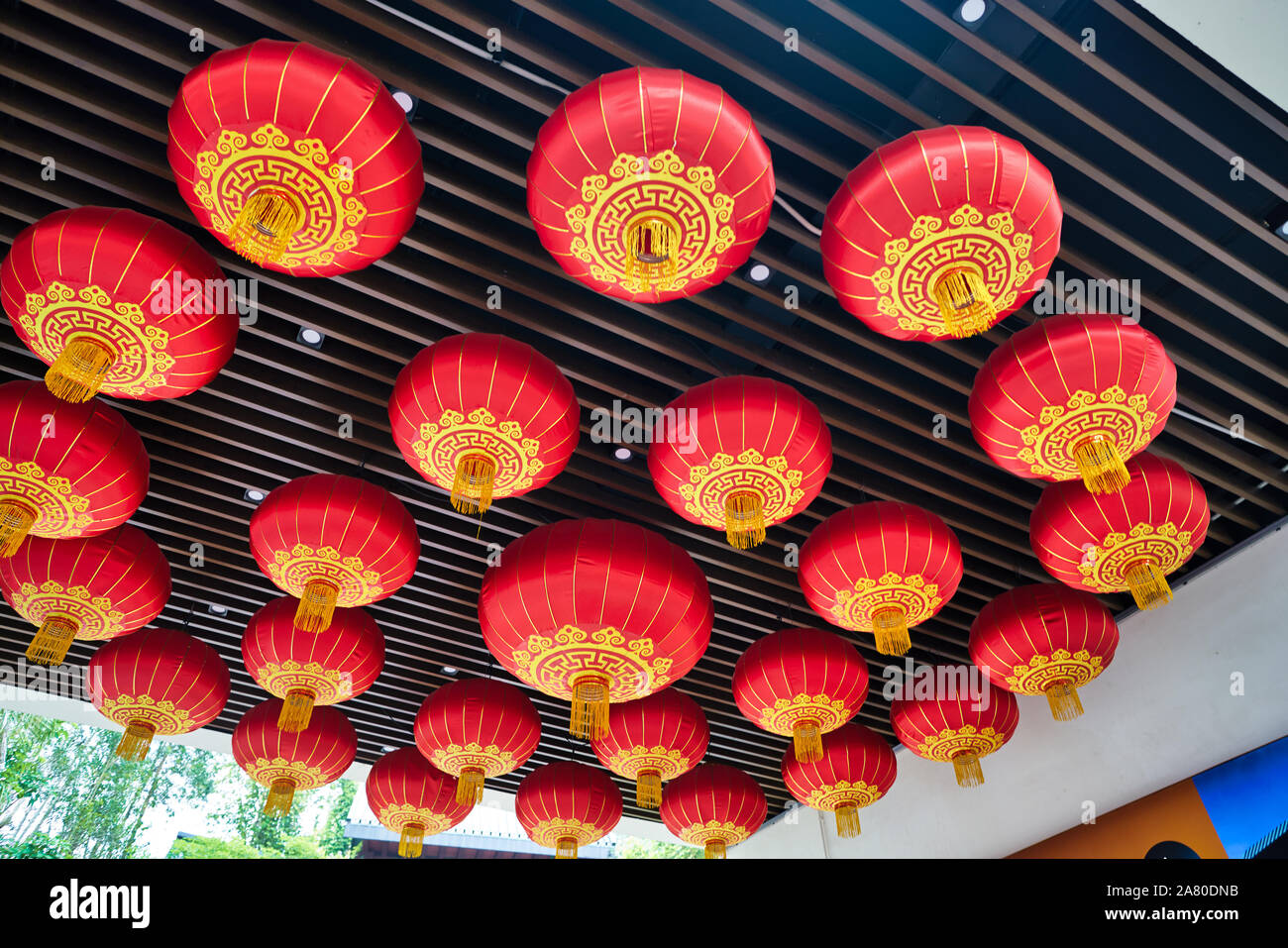 SHENZHEN, CHINA - CIRCA APRIL, 2019: Chinese lanterns seen at Gankeng ...