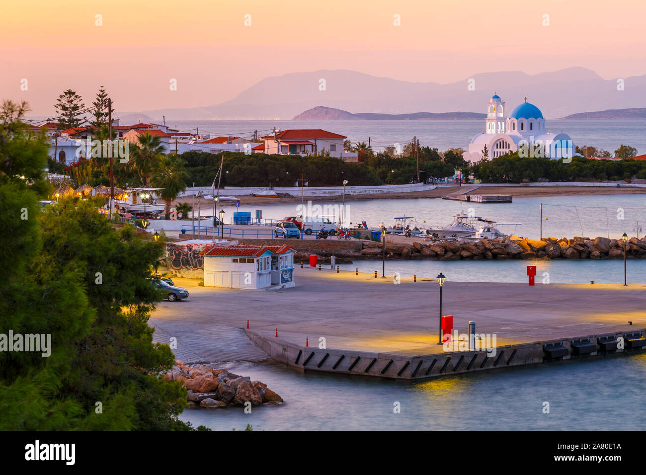 Skala, Greece - November 02, 2019: Harbour and a church in Skala ...