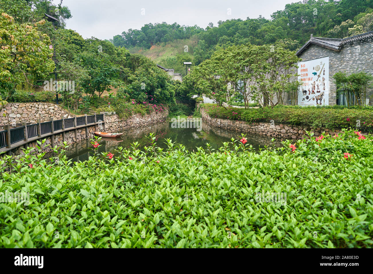 SHENZHEN, CHINA - CIRCA APRIL, 2019: view of Gankeng Hakka Town in ...