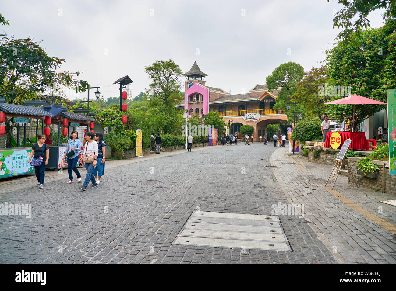 SHENZHEN, CHINA - CIRCA APRIL, 2019: Gankeng Hakka Town urban landscape ...