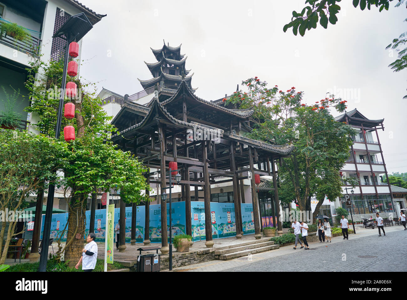 SHENZHEN, CHINA - CIRCA APRIL, 2019: Gankeng Hakka Town urban landscape ...