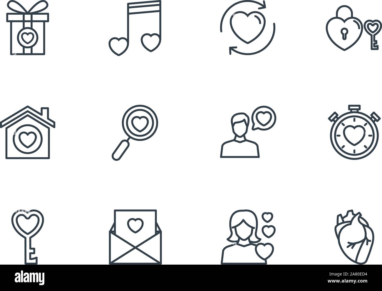 heart love romantic passion icons set vector illustration Stock Vector ...