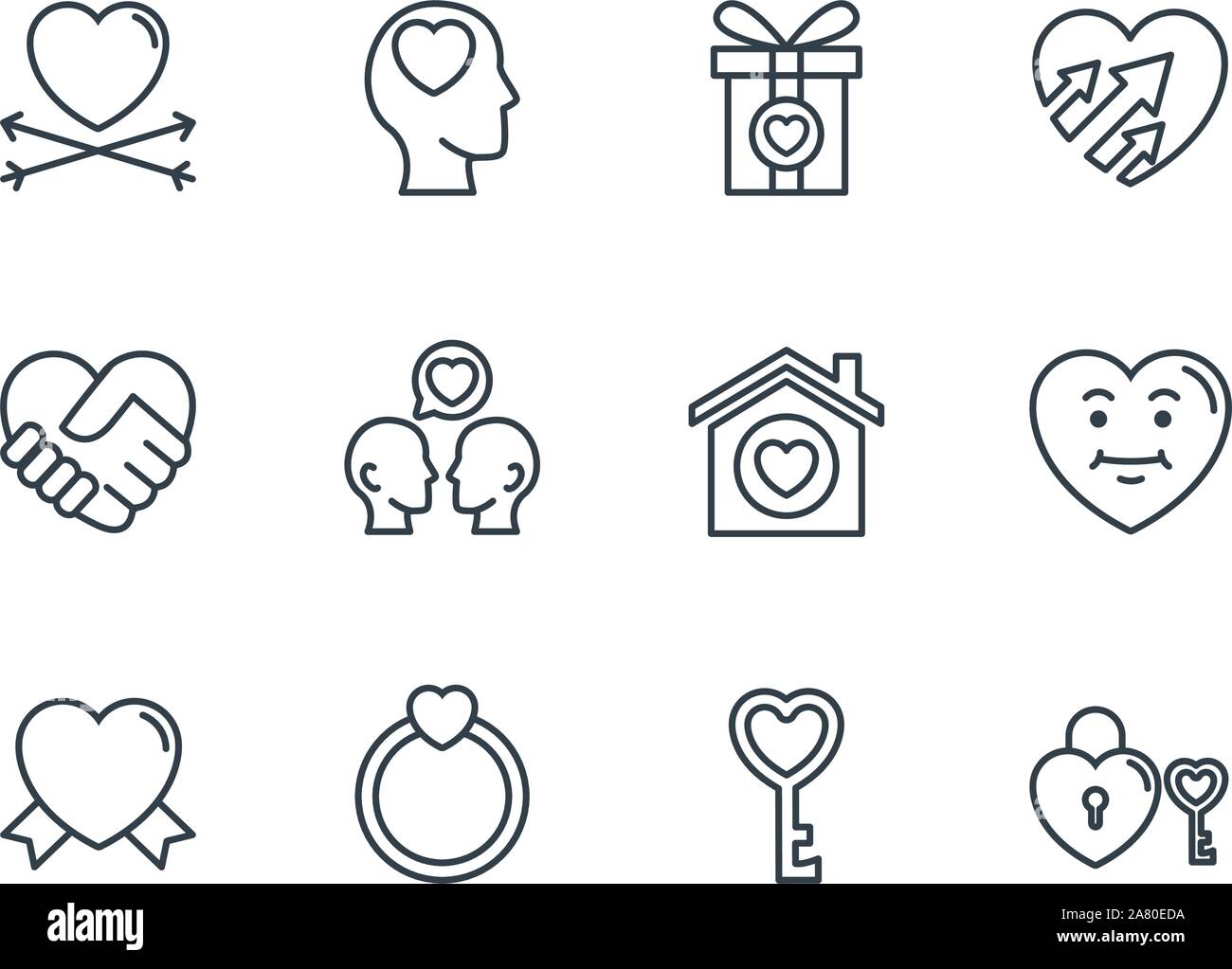 heart love romantic passion icons set vector illustration Stock Vector ...