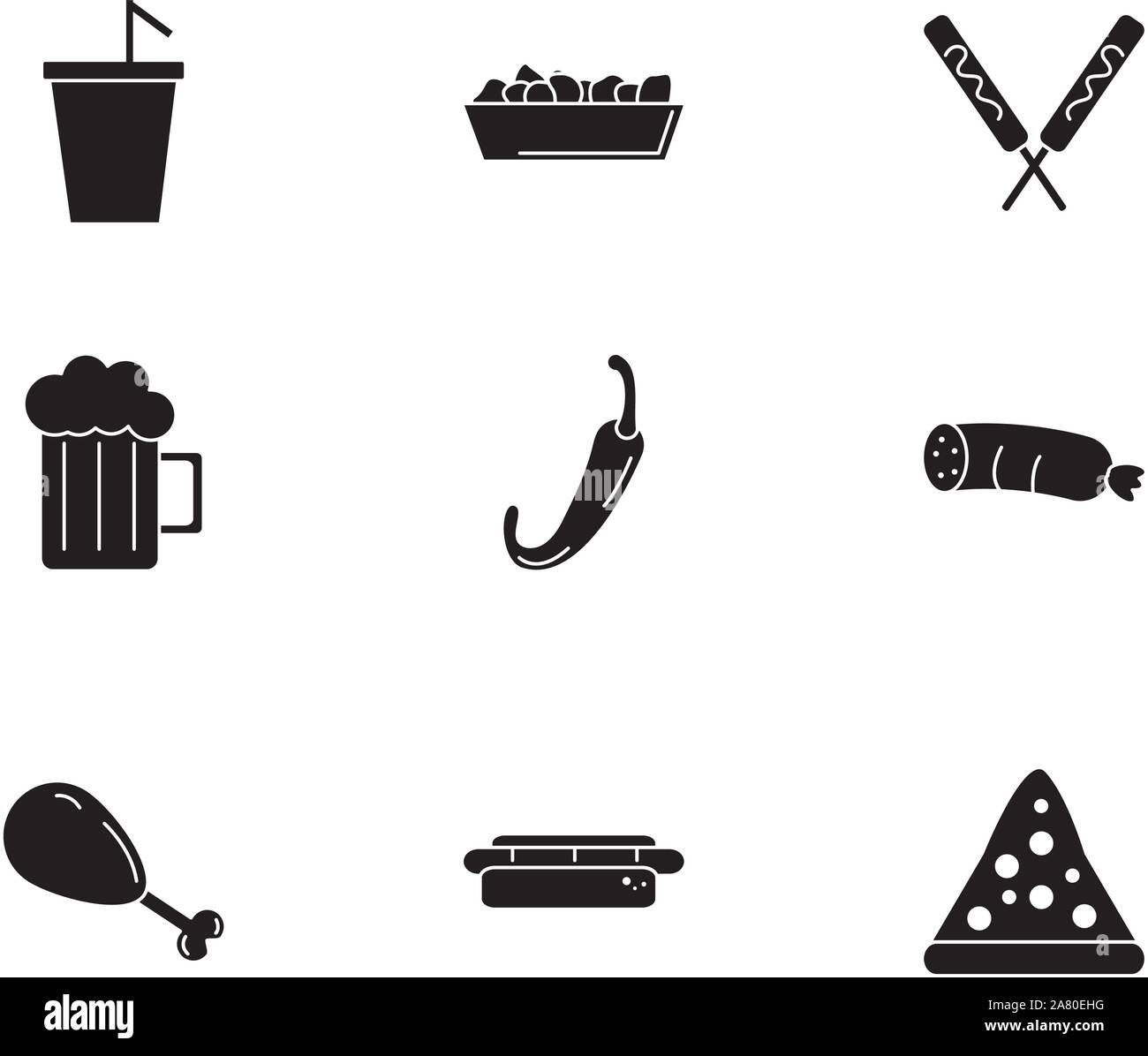 fast food menu icons set silhouette vector illustration Stock Vector ...