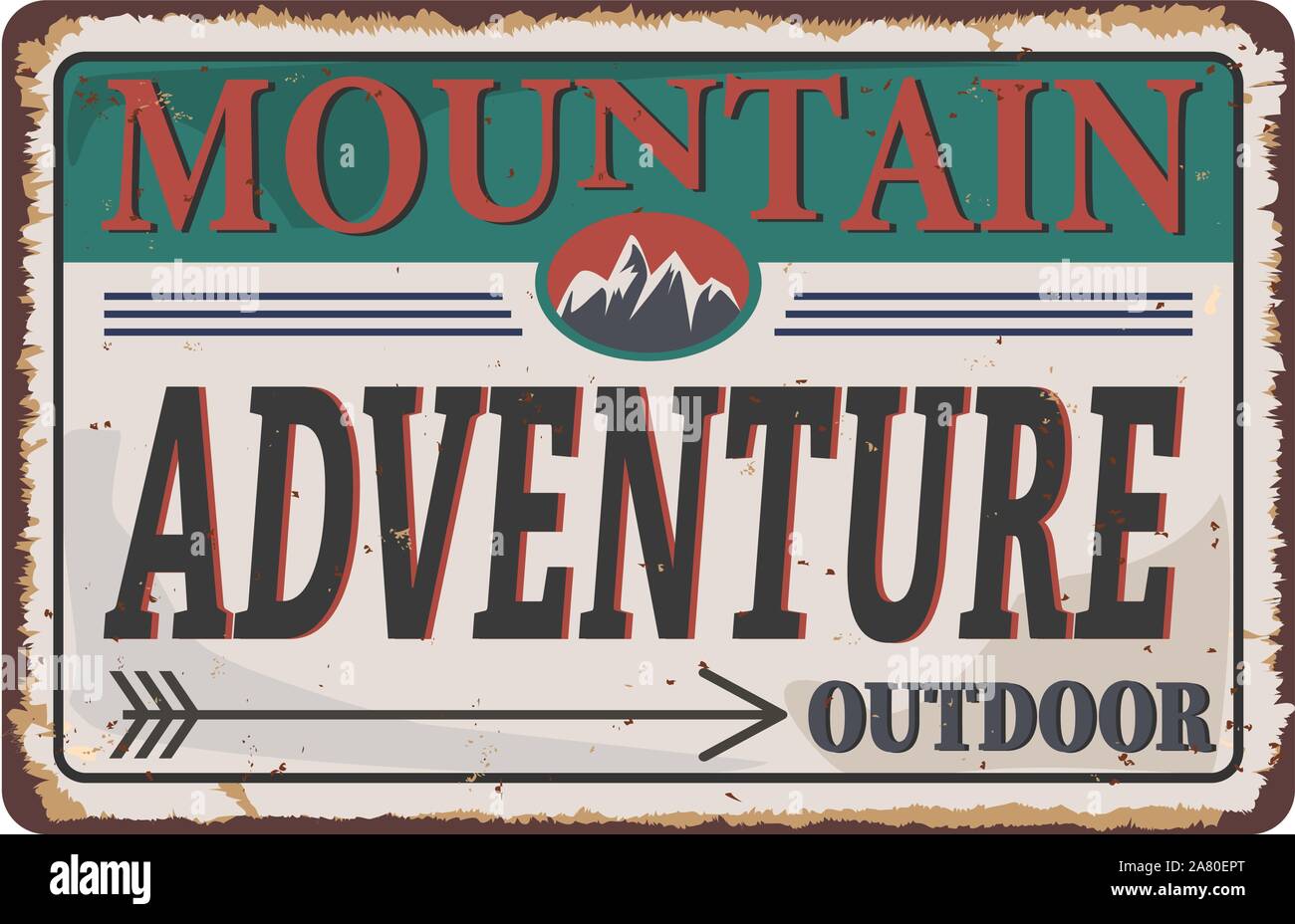 Mountain Adventure vintage rusty metal sign on a white background ...