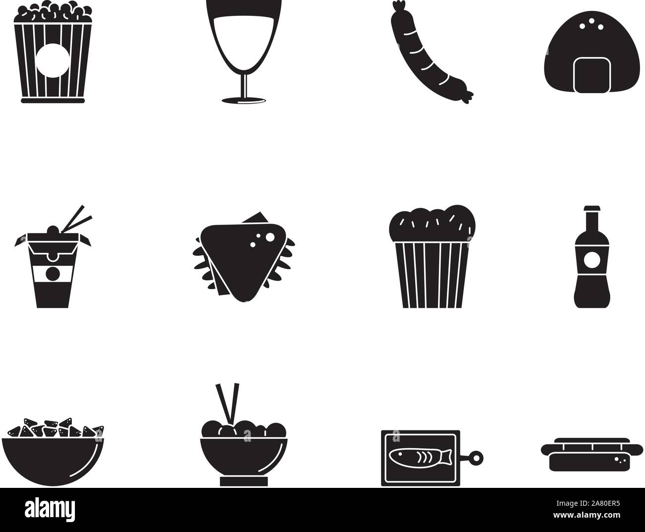 fast food menu icons set silhouette vector illustration Stock Vector ...