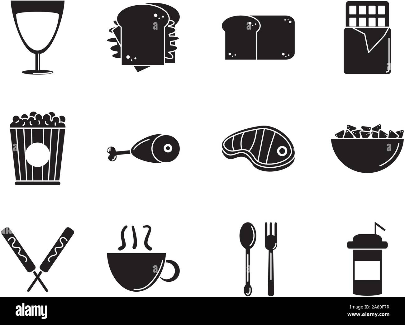 fast food menu icons set silhouette vector illustration Stock Vector ...