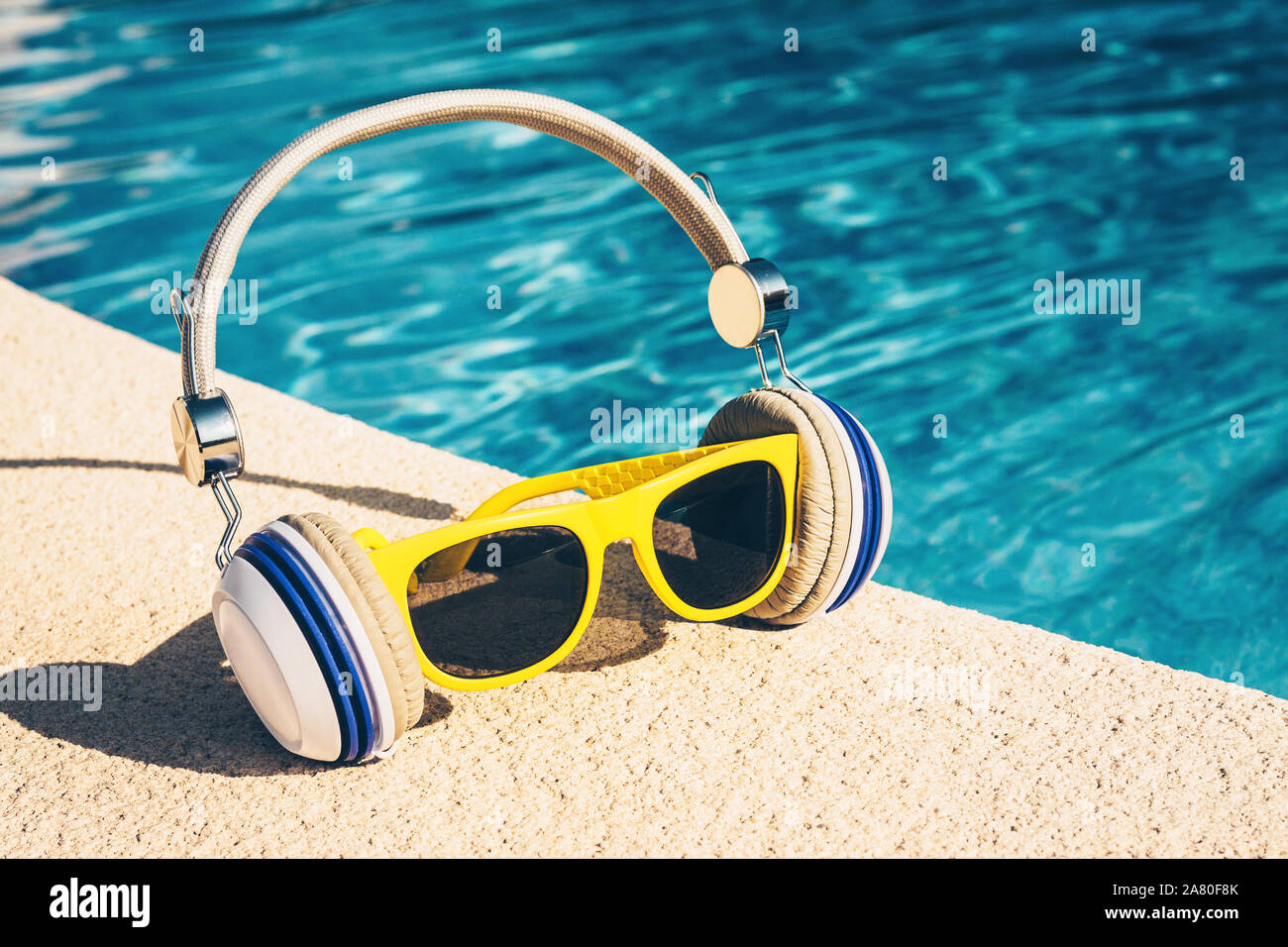 summer vacation - music in headphones and sunglasses - a great vacation ...