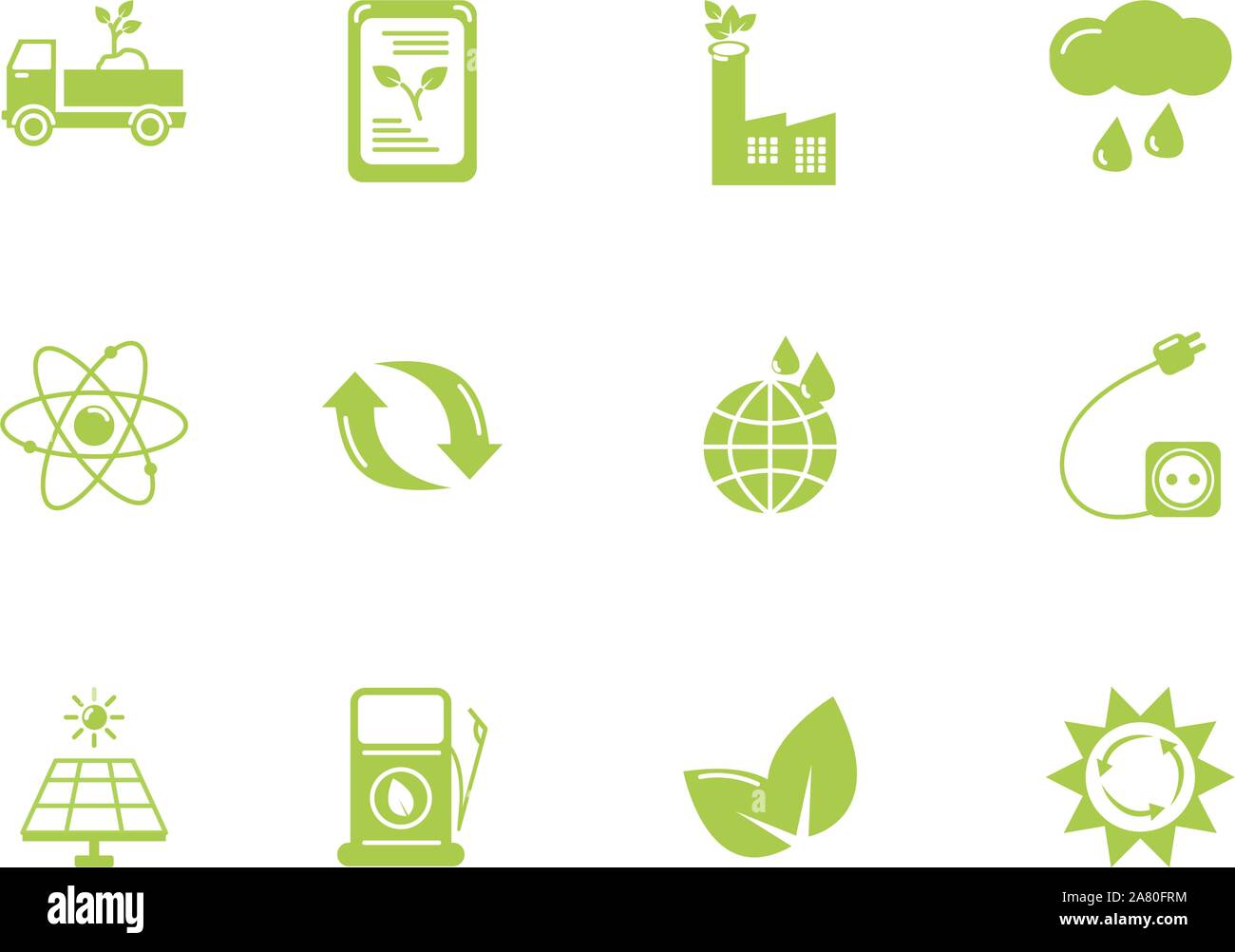 green energy environment icons set flat style vector illustration Stock ...