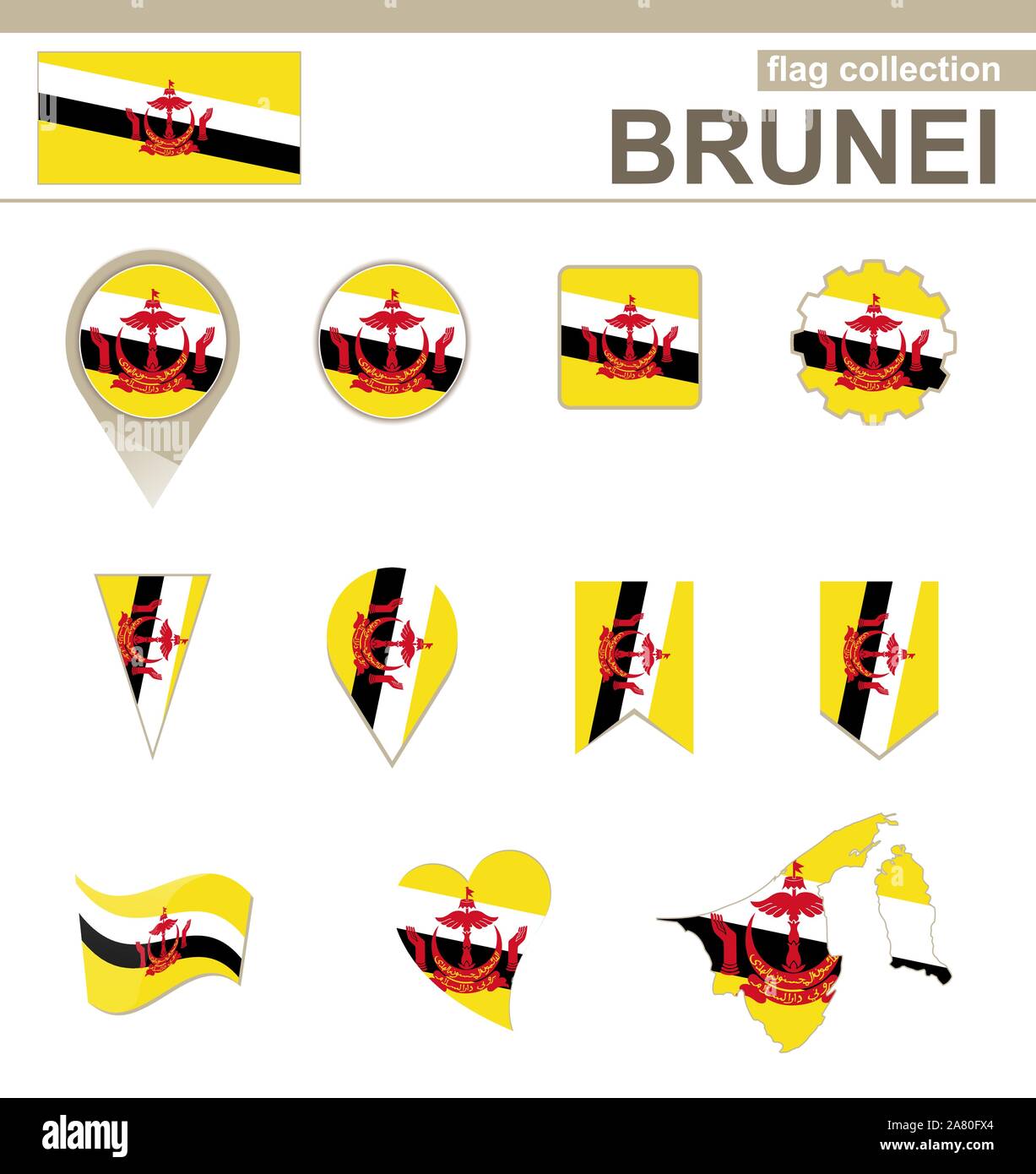 Brunei flag set collection Stock Vector Images - Alamy