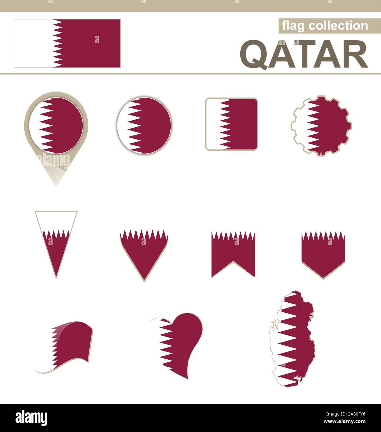 Qatar Flag Collection, 12 versions Stock Vector Image & Art - Alamy