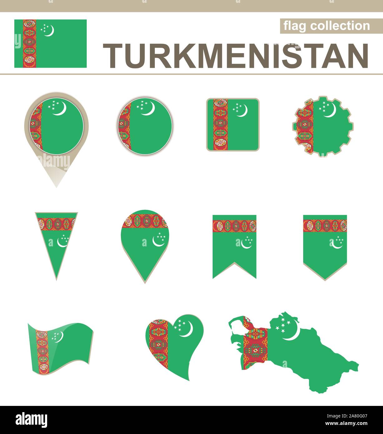 Turkmenistan flag emblem asia Stock Vector Images - Alamy