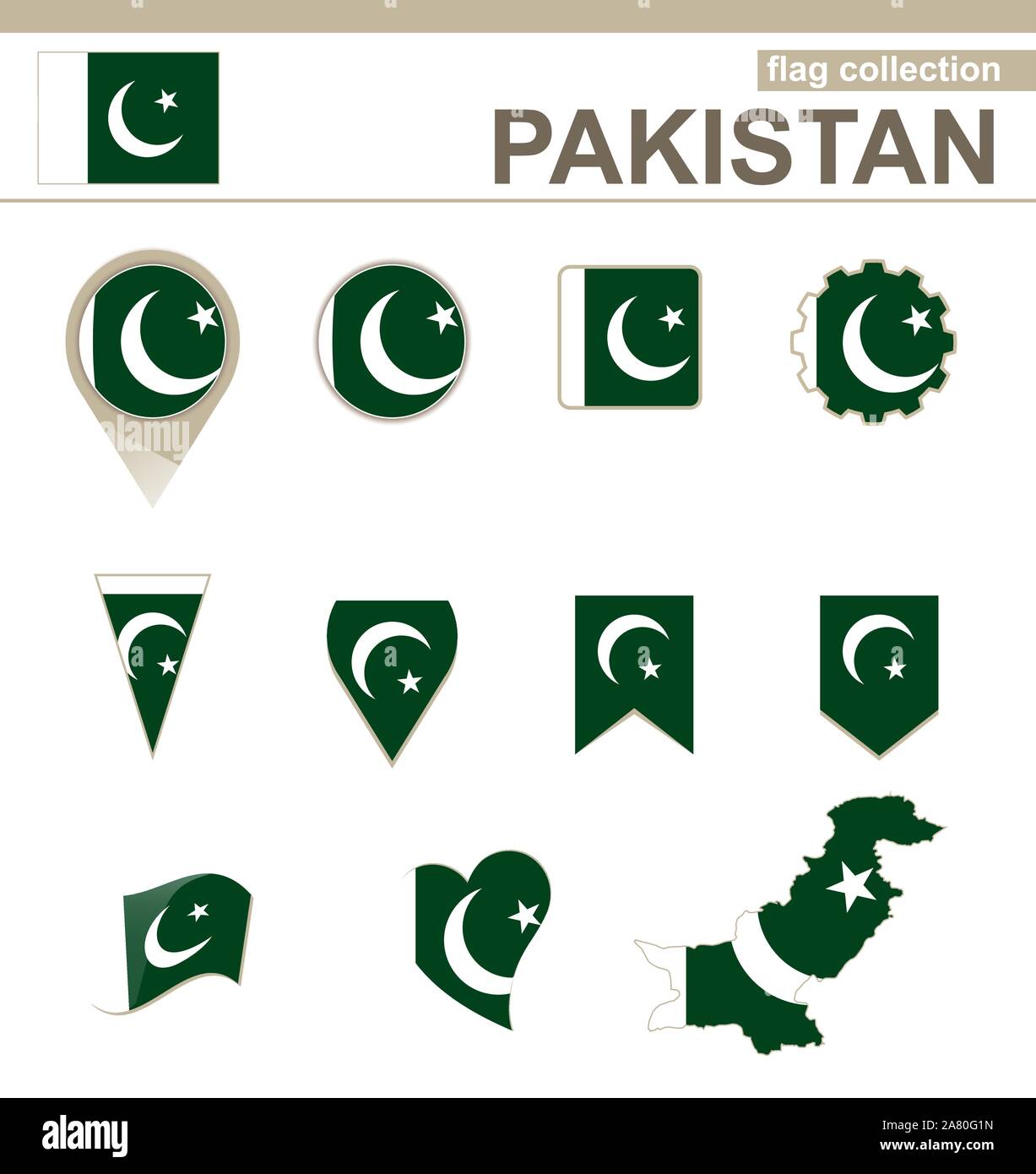 Pakistan Flag Collection, 12 versions Stock Vector Image & Art - Alamy