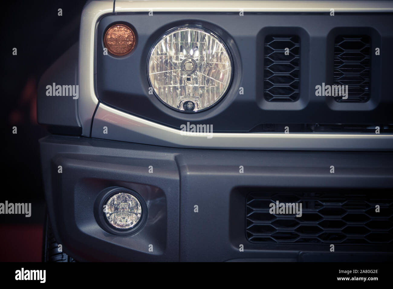 Front view of the headlight of an off road car Stock Photo - Alamy