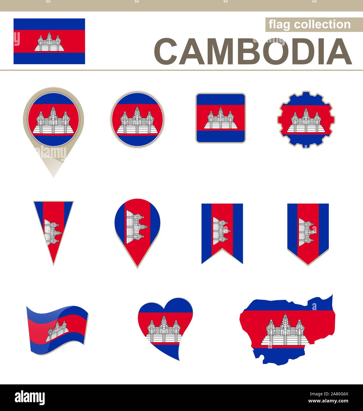 Cambodia Flag Collection, 12 versions Stock Vector Image & Art - Alamy