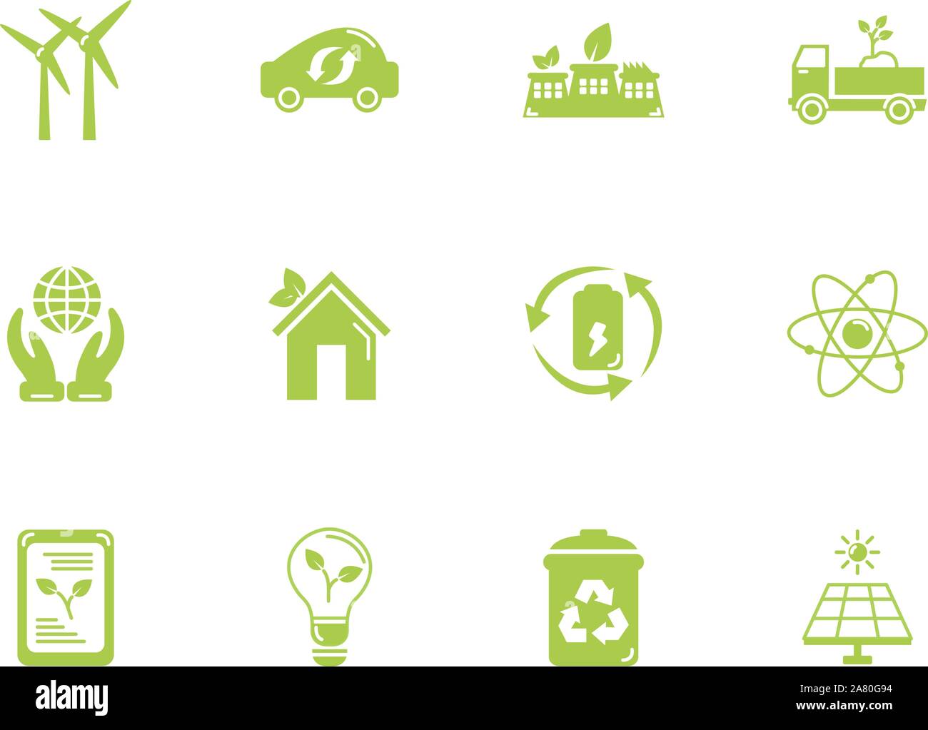 green energy environment icons set flat style vector illustration Stock ...