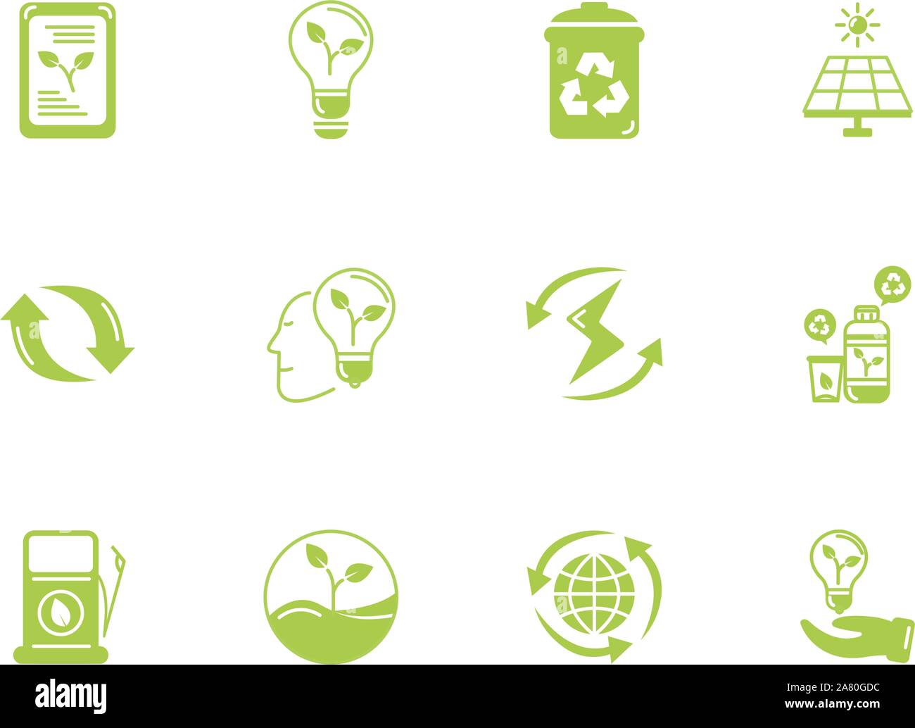 green energy environment icons set flat style vector illustration Stock ...