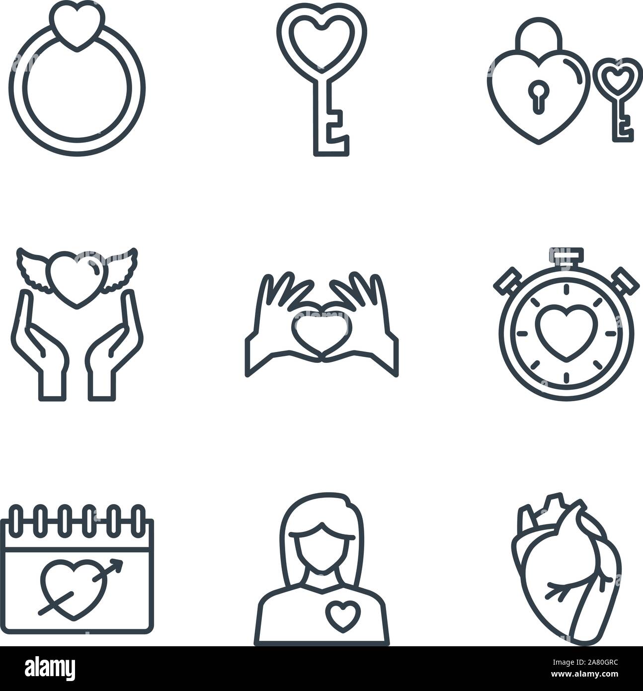 heart love romantic passion icons set vector illustration Stock Vector ...