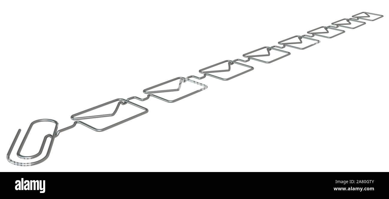 Attachment metal paperclip mail shapes line, office supplies isolated ...