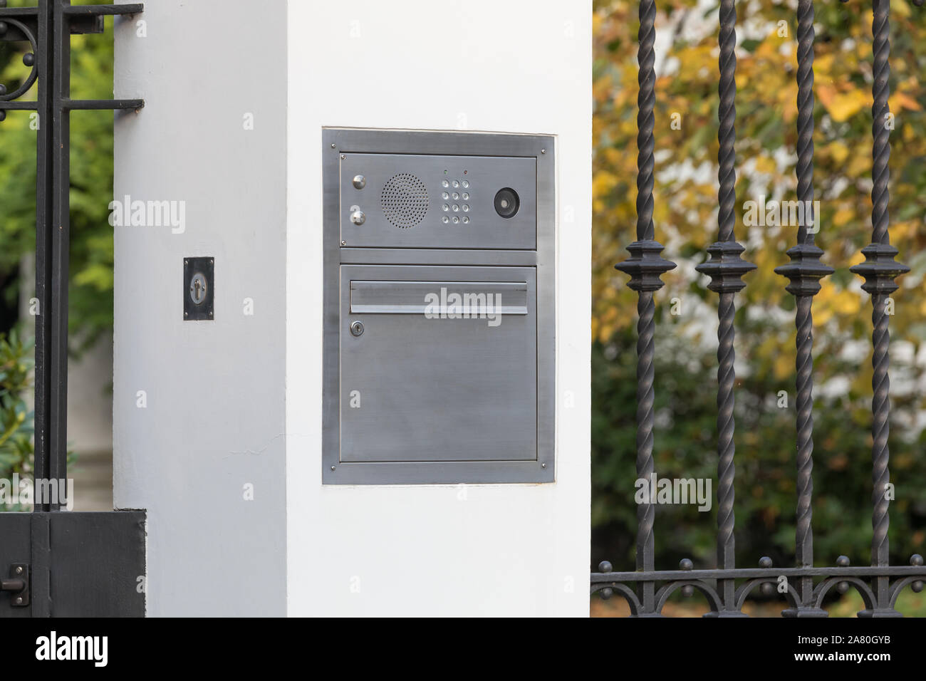 access control at garden entrance Stock Photo - Alamy
