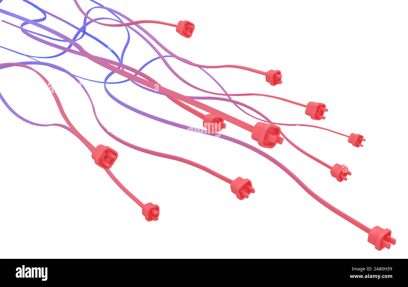 Plugs lines system connections red and blue, over white, isolated ...