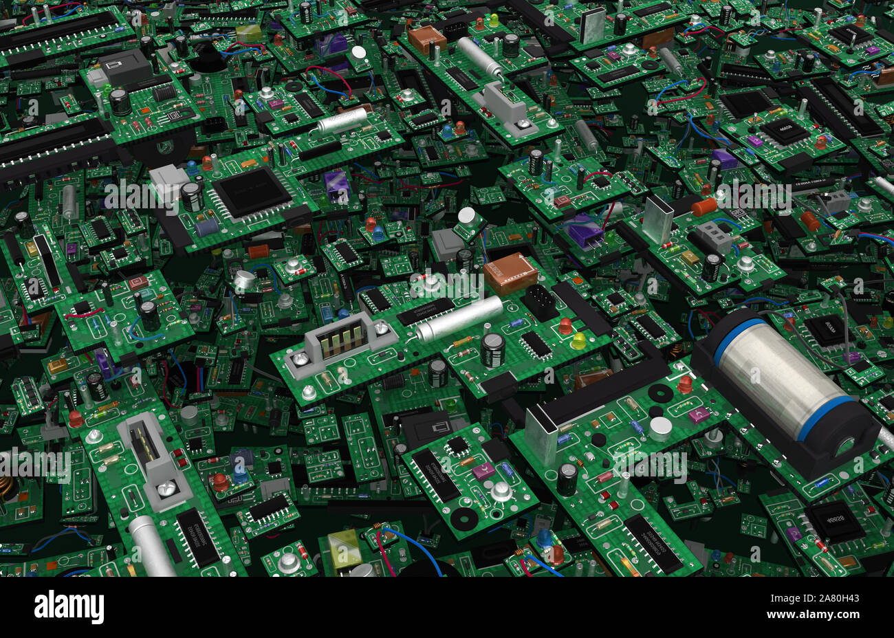 Electronic parts circuit random elements abstract 3d background ...