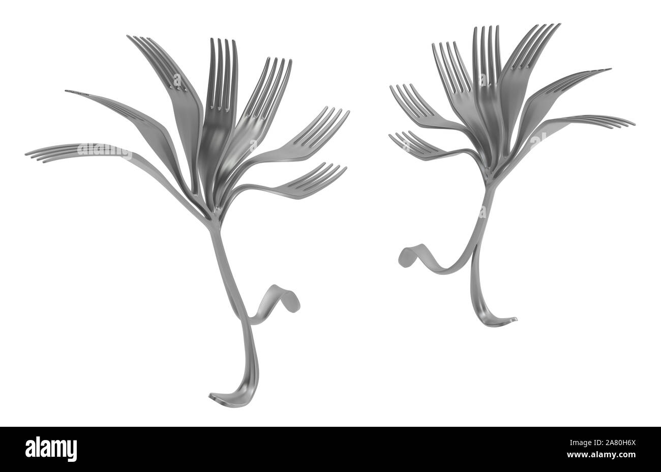 Fork metal with legs, multiplying running surreal, 3d illustration ...