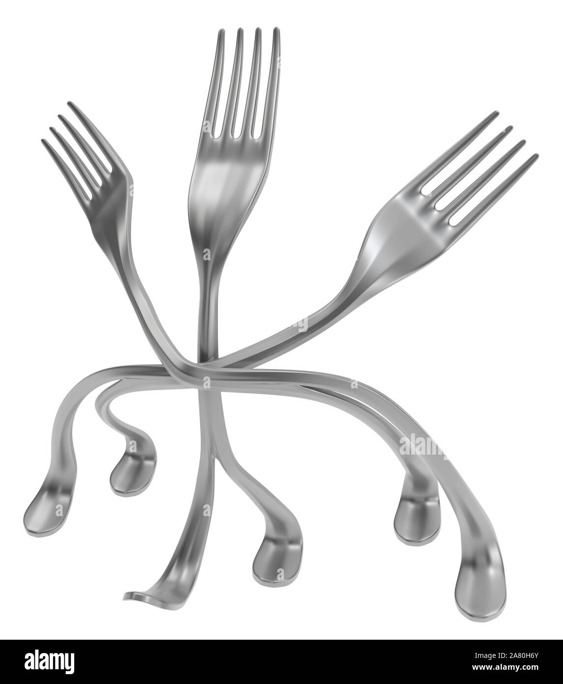 Fork metal with legs, hold back, 3d illustration, horizontal, isolated ...