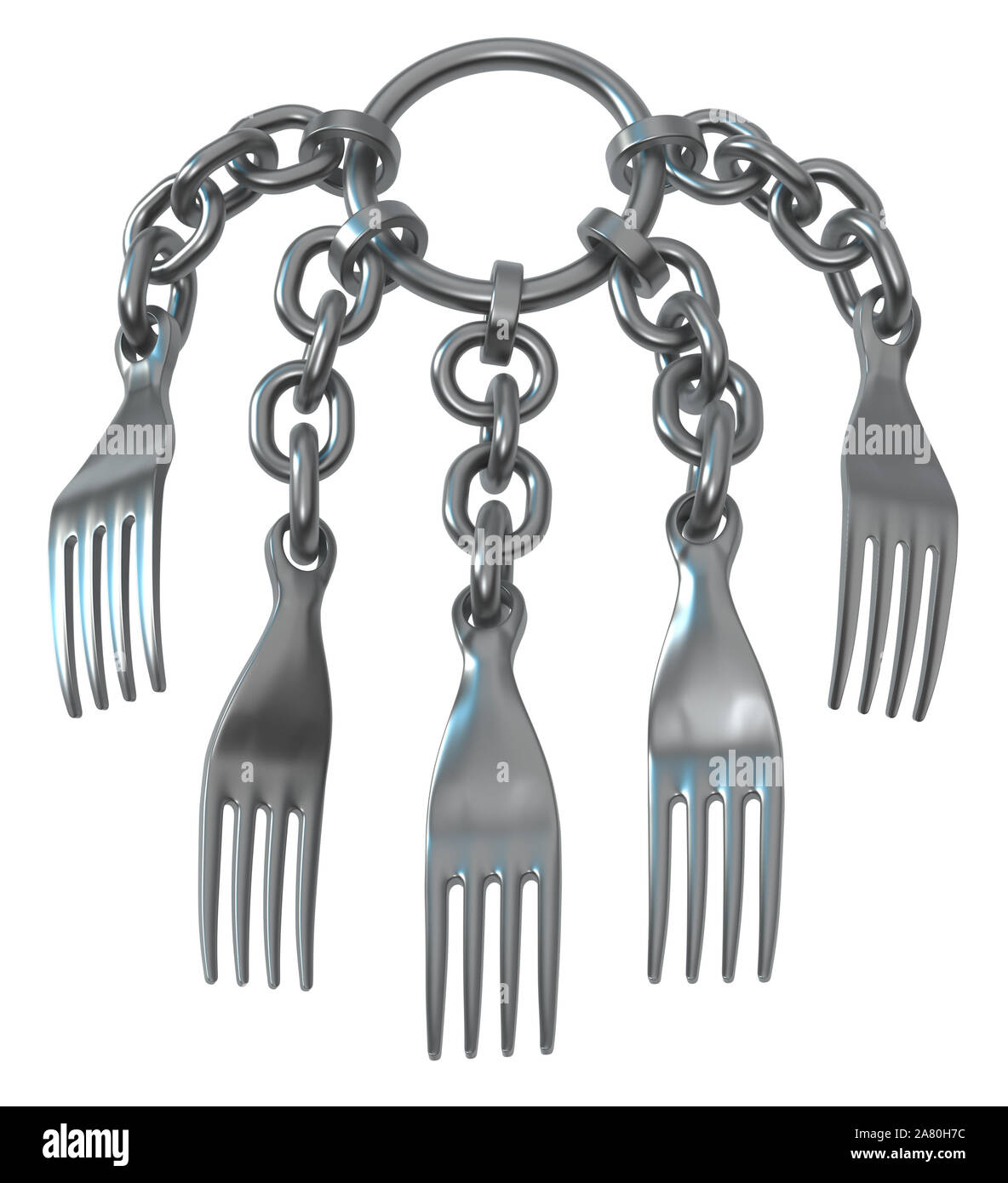 Fork shackle chain attached ring, 3d illustration, horizontal, isolated ...