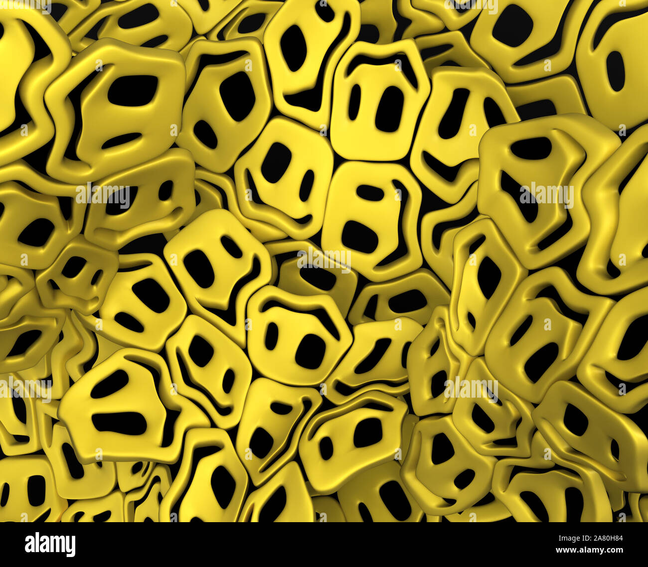 Happy face odd symbol objects abstract, 3d illustration, horizontal ...