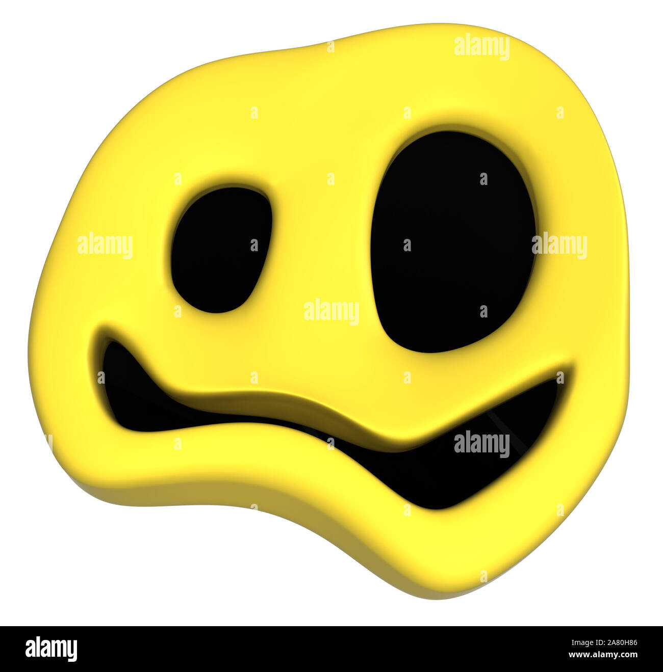 Happy face odd symbol object, 3d illustration, horizontal, isolated ...