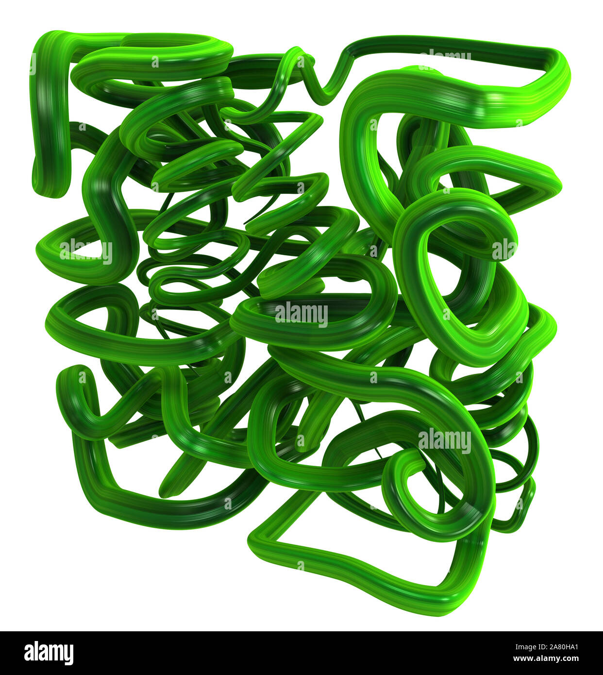 Plant vines green growing twisting box square, 3d illustration ...