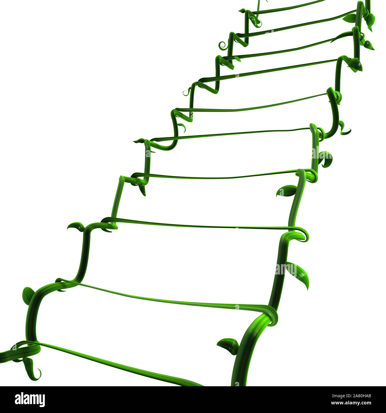 Plant vines green growing twisting stairs steps, 3d illustration ...