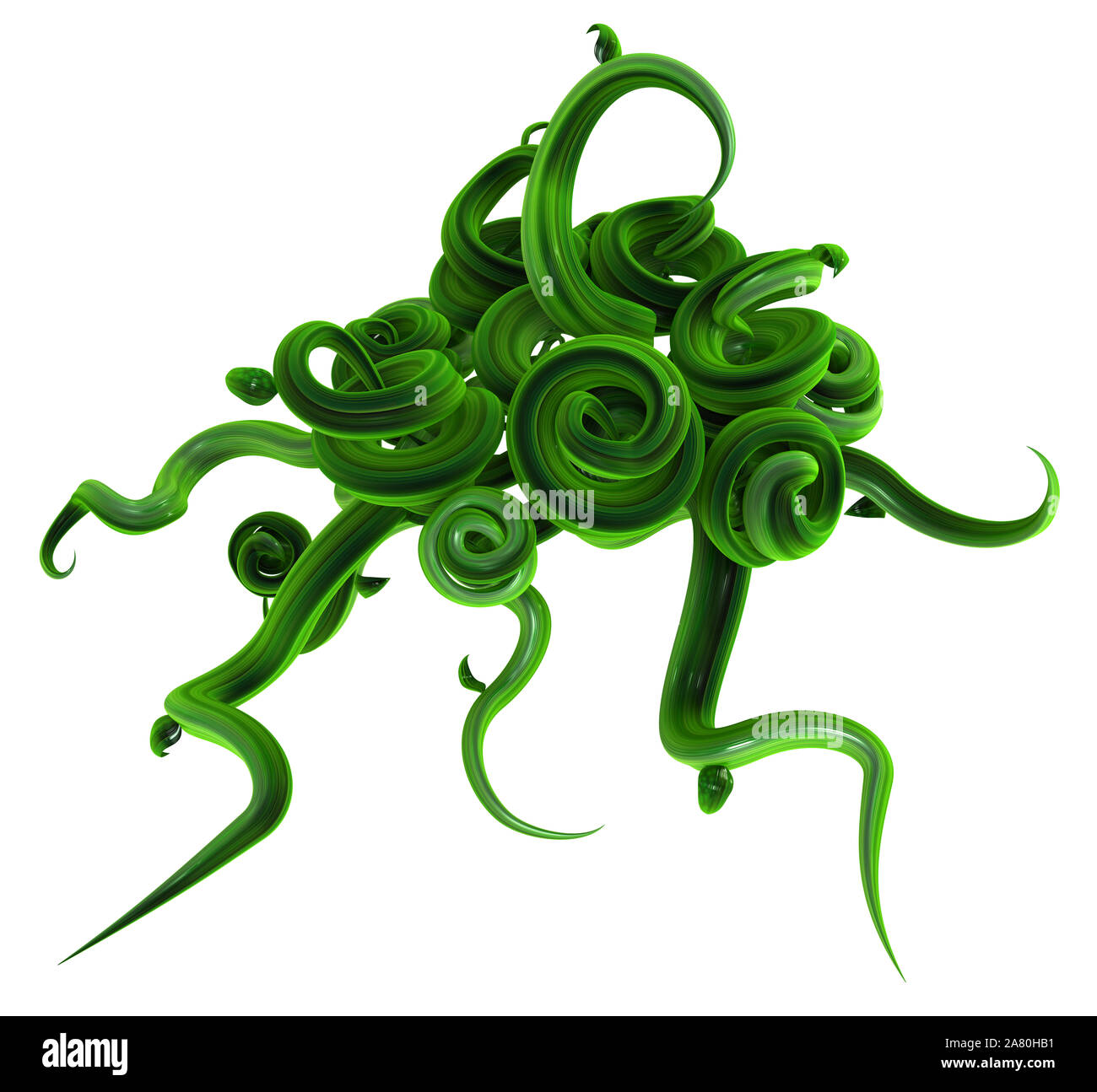 Plant vines green growing twisting swirl bunch unraveling, 3d ...