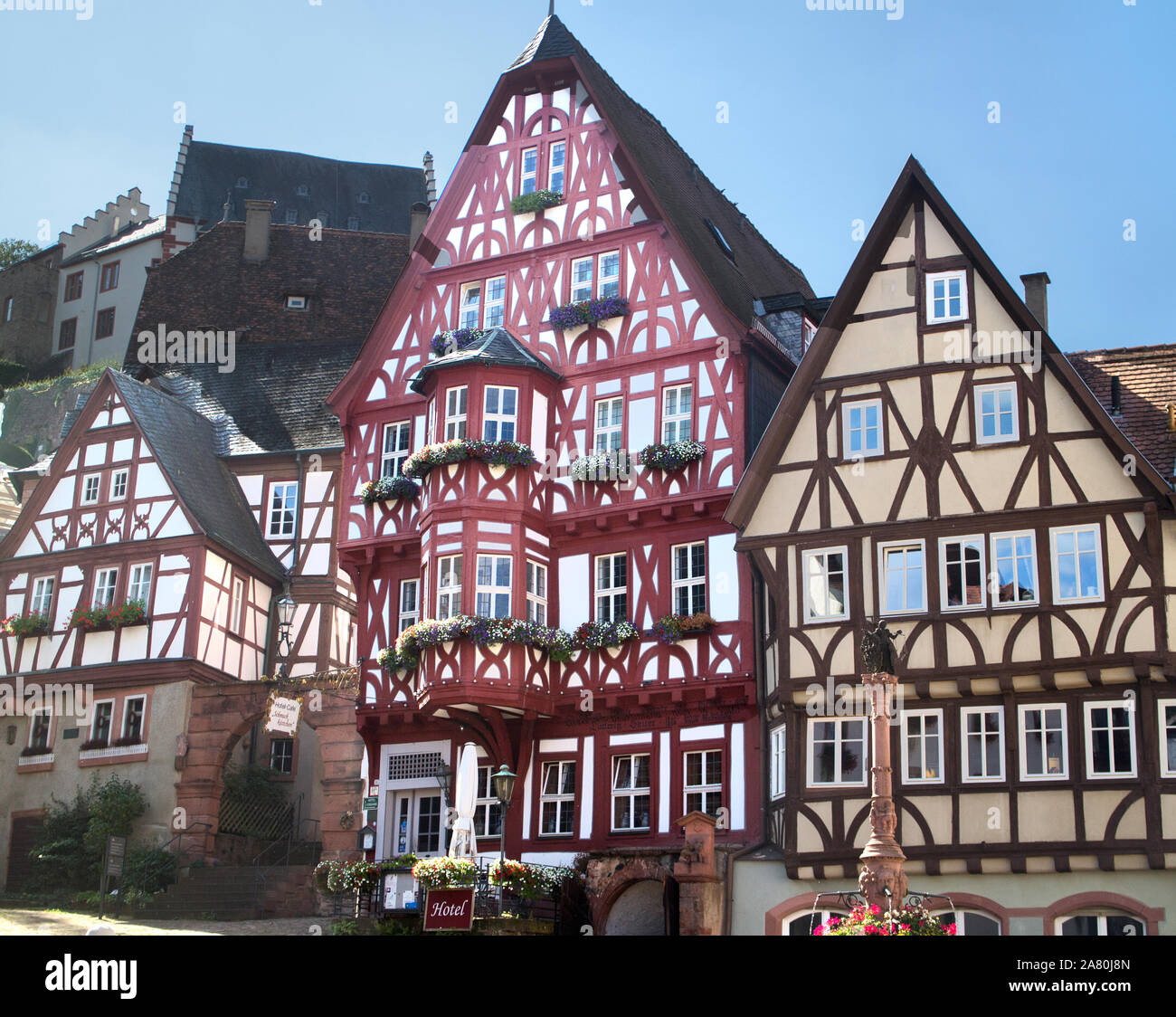 Half-timbered houses in Miltenberg, Lower Franconia, Bavaria, Germany ...