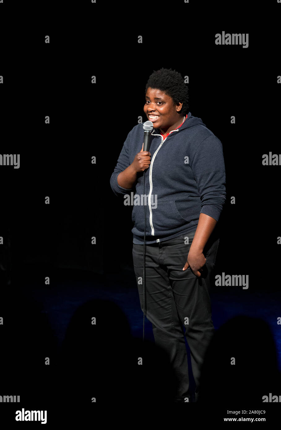 Petrina Solange, comedian, on stage at the Sagateatern, Linköping ...