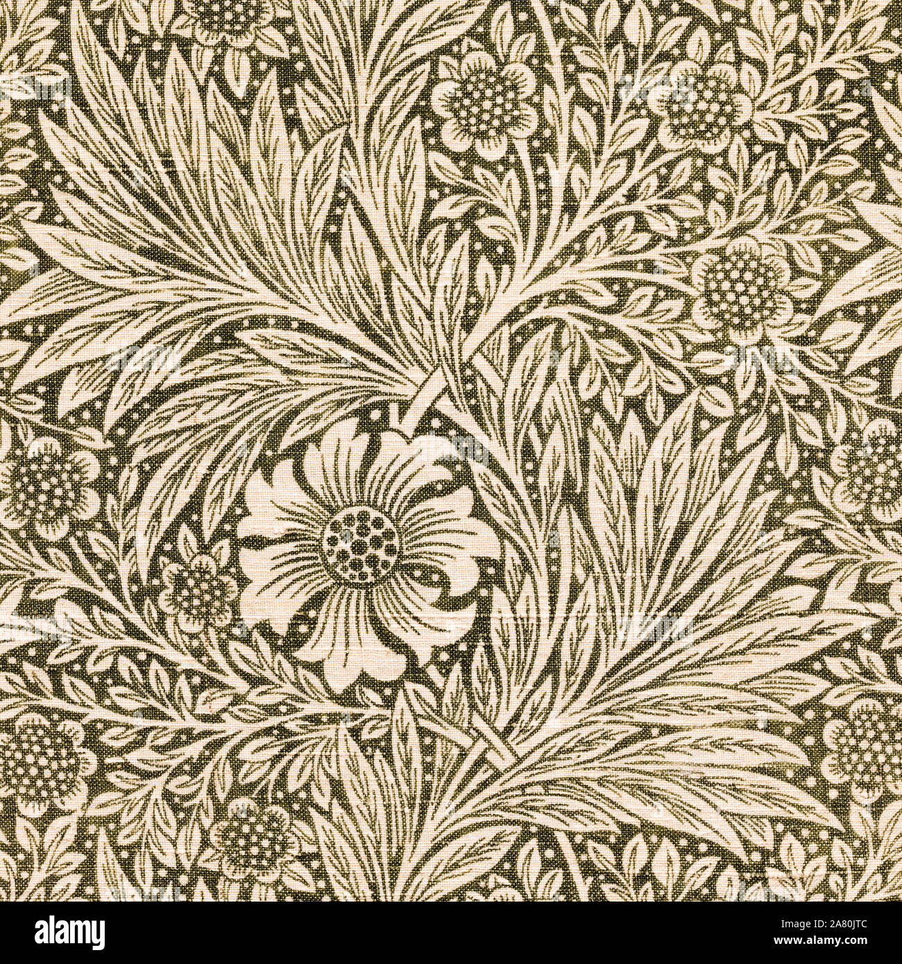 William Morris, Fabric pattern, Marigold, woodcut print, detail, 1801 ...