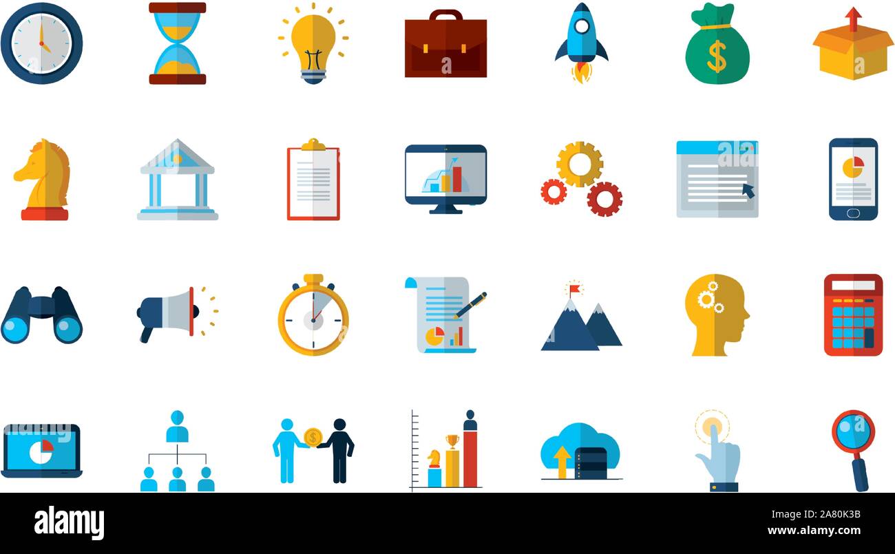 business work success finance icons set vector illustration Stock ...