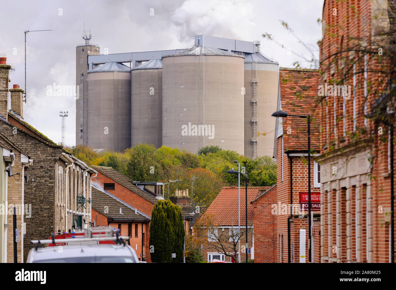 The view of the storage towers taken from Long Brackland, of the ...