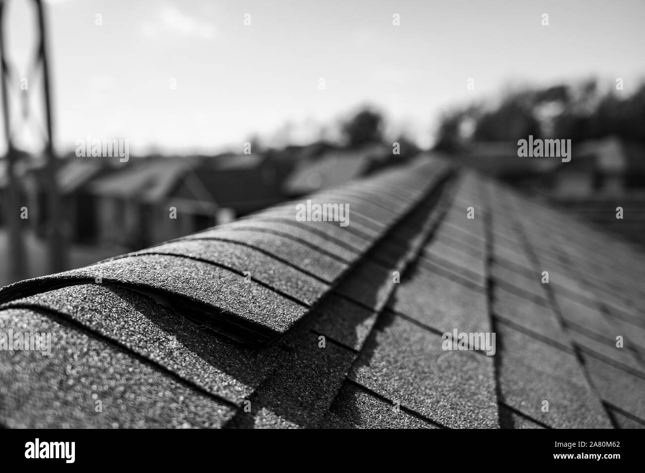 Asphalt shingle room with ridge cap Stock Photo - Alamy